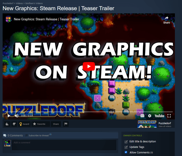 How To Add Videos to a Steam Community – Stuart's Pixel Games