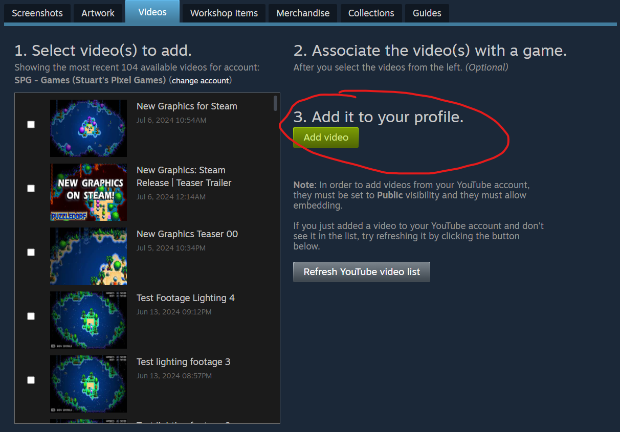 How To Add Videos to a Steam Community – Stuart's Pixel Games